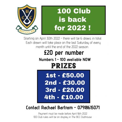 100 Club is Back for 2022