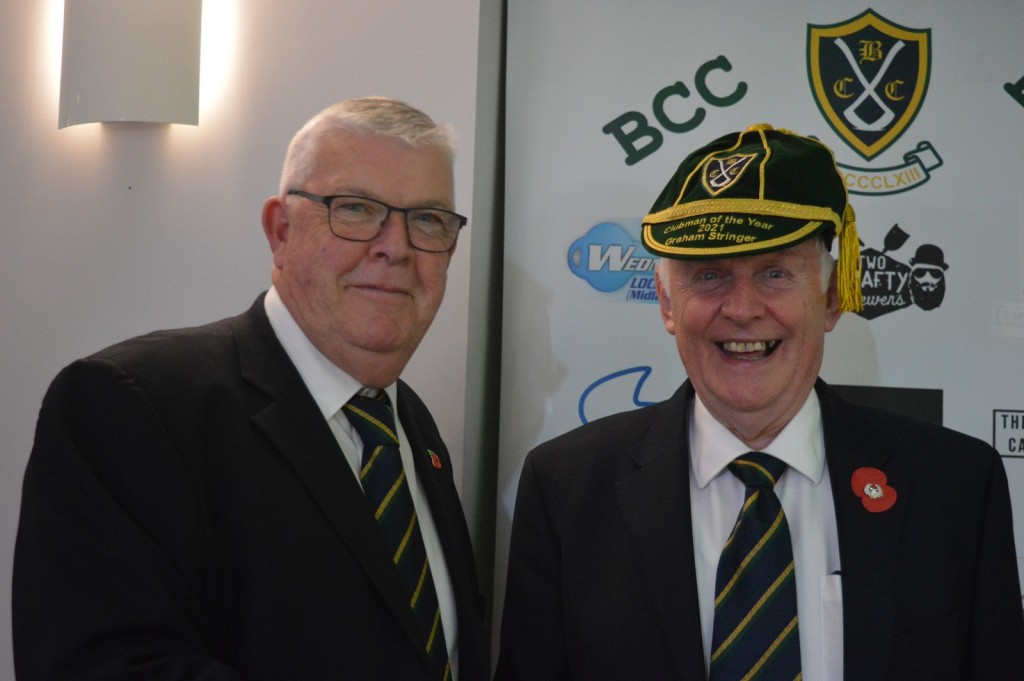 Graham Stringer receiving his ’Clubman of the year 2021 award’